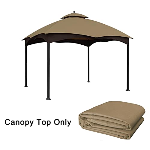 Tanxianzhe Replacement Canopy Top Double Tiered Canopy Cover Roof with Air Vent ONLY FIT for Lowe's Allen Roth 10'x12β Gazebo #GF-12S004B-1 (Khaki)