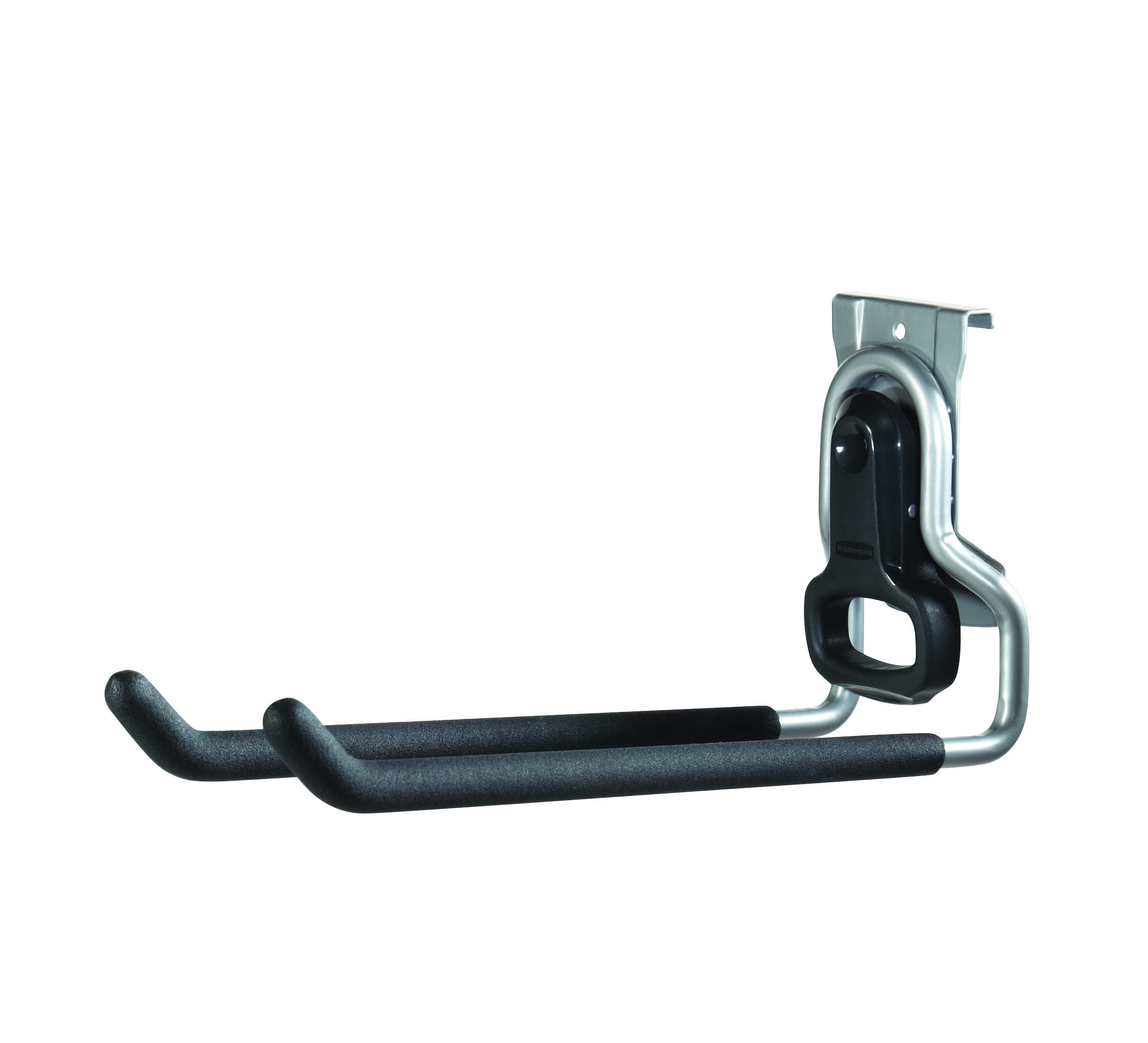 Rubbermaid Rail Garage Organization Multi-Purpose Hook, Wall Mounted Storage System, Direct Mount into FastTrack Garage Rail, Holds up to 50 pounds - Satin Nickel (1784459)
