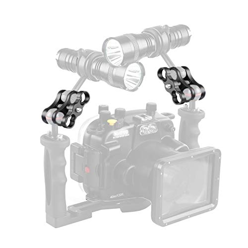 WLPREOE 2 PCS x 1" Inch Aluminum Standard Long Ball Clamp Mount for Underwater Diving Light Arm System,Work with Ram Mounts