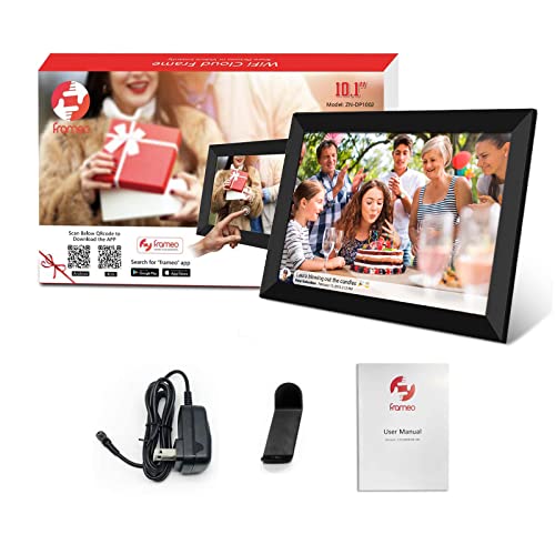 FRAMEO 10.1 inch WiFi Digital Picture Frame 1280x800 HD IPS Touch Screen Smart Cloud Photo Frame with 16GB Memory, Auto-Rotate, Wall Mountable, Easy Setup to Share Photos or Videos via Frameo