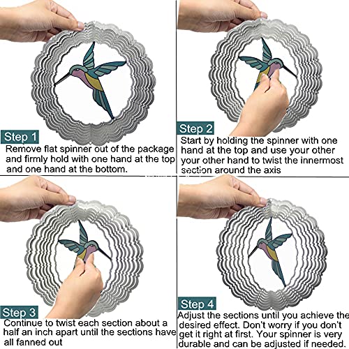 UOUDIO Metal 3D Wind Spinner Suit,Indoor Outdoor Garden Decoration, Glass Ball Decoration Crafts Ornaments