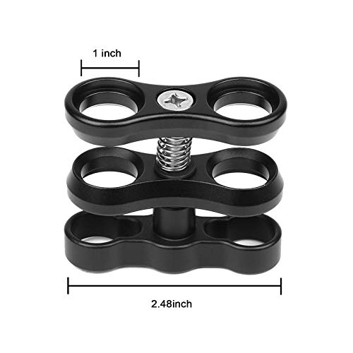 WLPREOE 2 PCS x 1" Inch Aluminum Standard Long Ball Clamp Mount for Underwater Diving Light Arm System,Work with Ram Mounts