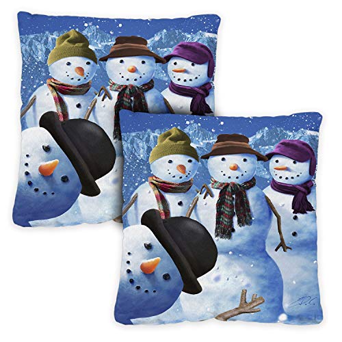Toland Home Garden Snowman Photobomb 18 x 18 Inch Indoor, Pillow, Case (2-Pack)