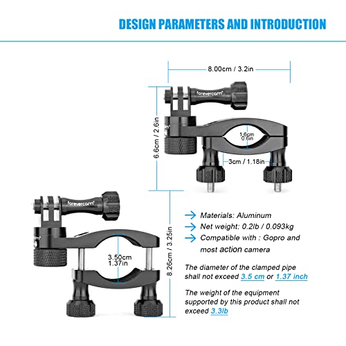 Bike Handlebar Mount for GoPro (360° Rotation and Lock Any Direction) 0.6-1.3inch All Aluminum Bike/Motorcycle Handlebars Seat Post Ski Pole Mount for Gopro Hero 11/10/9/8/7/6/5/4/ Action Camera