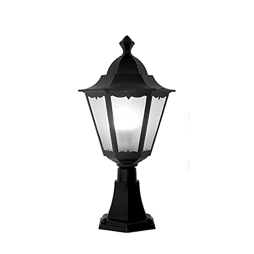 MODEBHD Rustproof Patio Column Light High Brightness E27 Edison Glass Post Lamps Outdoor Waterproof Aluminum Pillar Lantern for Villa Garage Clubhouse Swimming Pool Floor-Standing Lighting