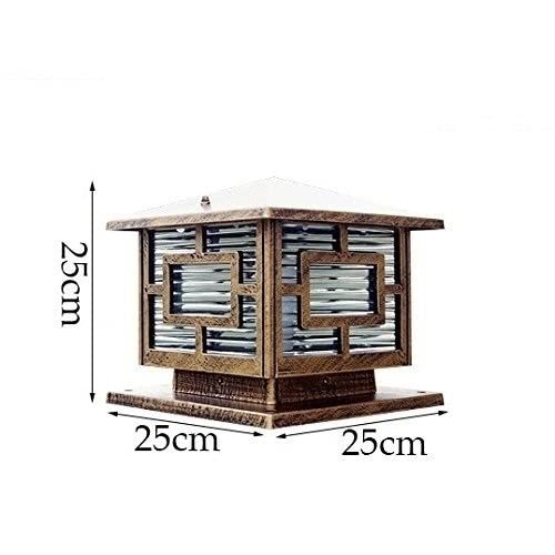 MODEBHD European E27 Column Lights Continental Victoria 1-Light Glass Lantern Bronze 25CM Column Lamp Outdoor Table Lamp Modern Simple Aluminum Waterproof Street Post Light Decoration Illumination