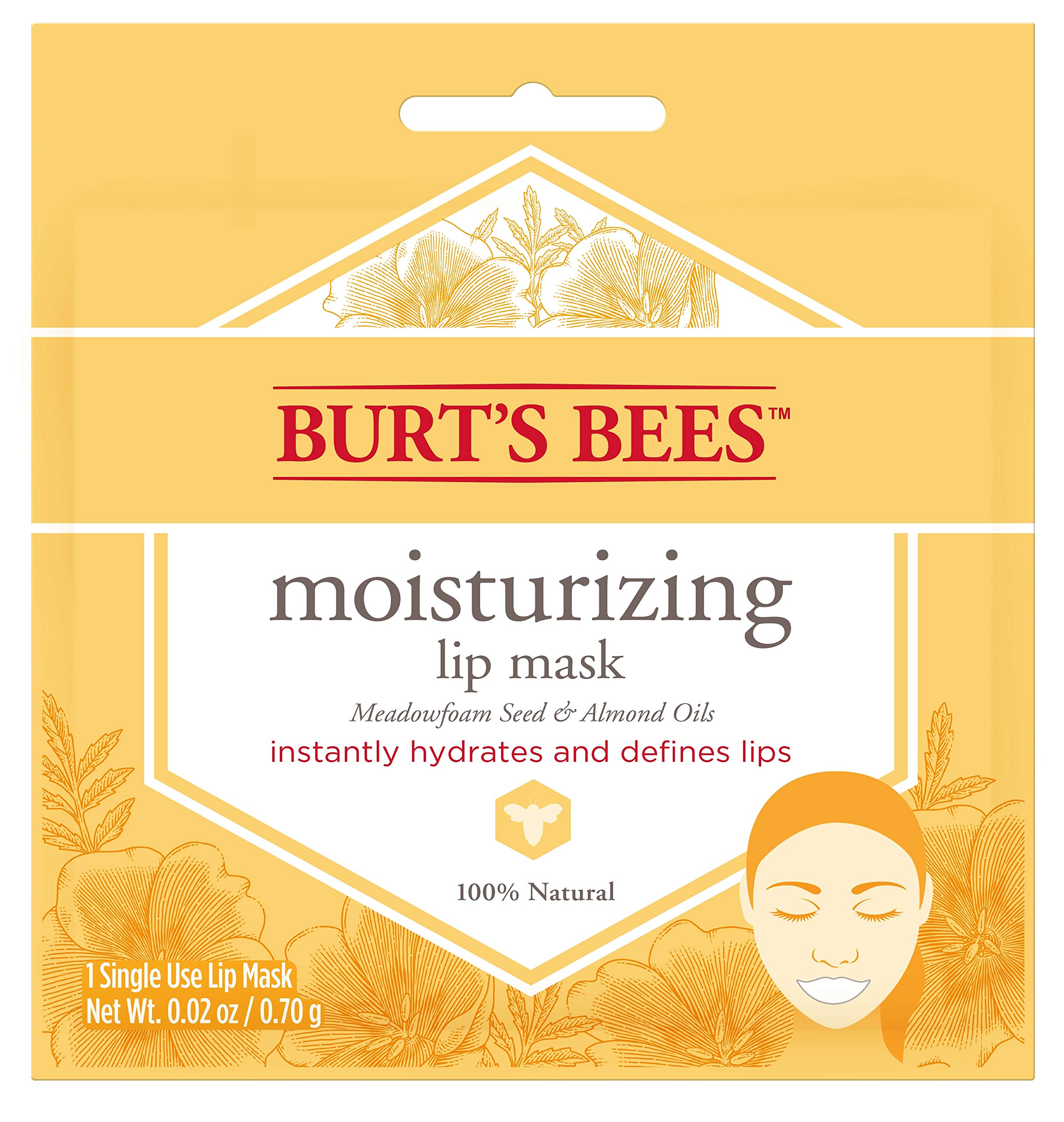 Burt's Bees Lip Masks Easter Basket Stuffers, Ultra Conditioning Lip Care Spring Gift for Women, for All Day Hydration, 100% Natural, Single Use (6 Count)