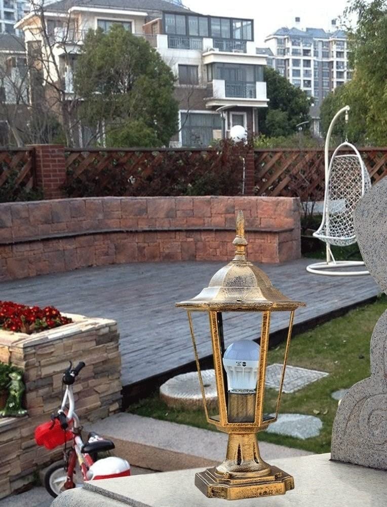 MODEBHD American Outdoor E27 Column Light IP54 Waterproof Lamp Post Lamp Post Lamp Villa Park Light Hexagonal Column Lamp European Garden Light Outdoor Lighting Garden LED Door Lights