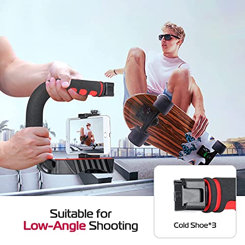 ULANZI U-Grip Pro Handheld Video Rig Steadicam with Triple Cold Shoe, Stabilizing Handle Grip Compatible for iPhone 13 12 Pro Max Xs 8 7 Plus GoPro 10 9 8 Canon Nikon Sony DSLR Cameras