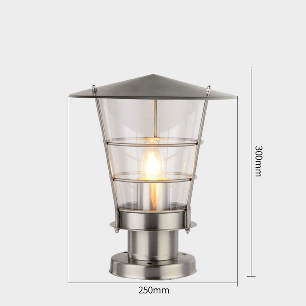 MODEBHD European Traditional Retro Acrylic Lampshade Column Lamps Lantern Outdoor E27 Pillar Lamp Balcony Waterproof Pillar Lights Round Shape Boundary Villa Park Decoration Rainproof Post Light