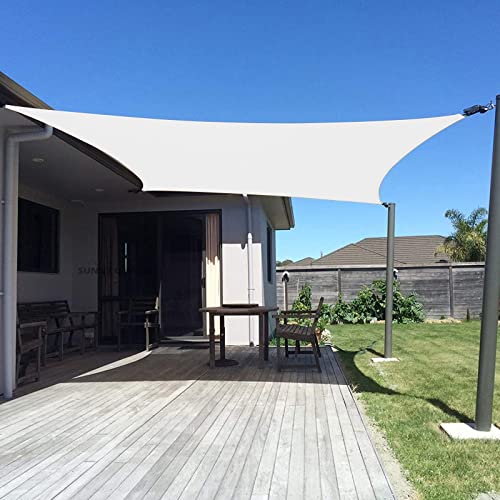 SUNNY GUARD Sun Shade Sail 13' x 19.5' Rectangle Cream UV Block Sunshade for Backyard Yard Deck Patio Garden Outdoor Activities and Facility