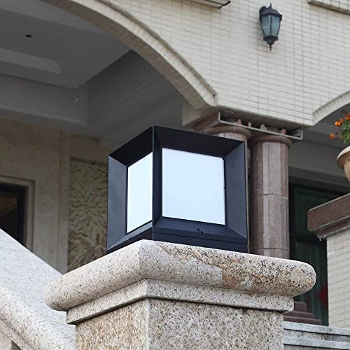 MODEBHD Modern Black Outdoor IP54 Waterproof Landscape Column Light Energy Saving Rustproof Die-cast Aluminum Patio Post Light Square Fence Guardrail Doorway Porch Pillar Lamp Traditional Landscape Li