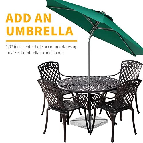 Withniture 42 Inch Cast Aluminum Patio Table,Outdoor Dining Table,Round Patio Bistro Table with Umbrella Hole Conversation Table,for Garden,Patio,Yard(Antique Bronze)