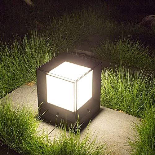 MODEBHD Modern Black Outdoor IP54 Waterproof Landscape Column Light Energy Saving Rustproof Die-cast Aluminum Patio Post Light Square Fence Guardrail Doorway Porch Pillar Lamp Traditional Landscape Li