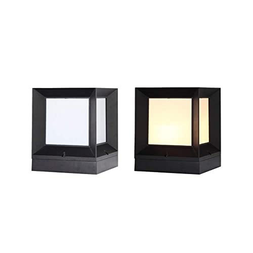 MODEBHD Modern Black Outdoor IP54 Waterproof Landscape Column Light Energy Saving Rustproof Die-cast Aluminum Patio Post Light Square Fence Guardrail Doorway Porch Pillar Lamp Traditional Landscape Li