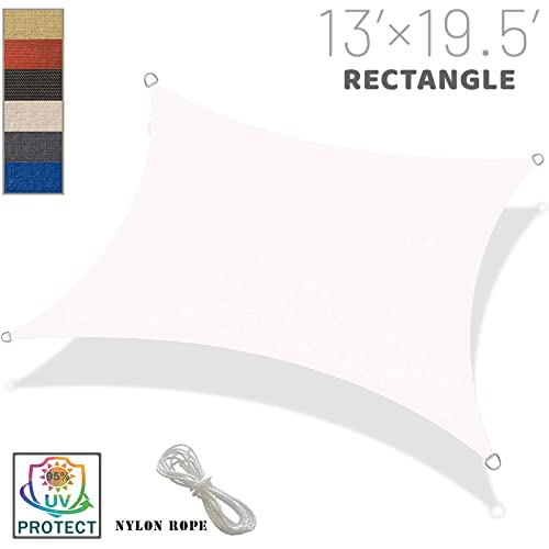 SUNNY GUARD Sun Shade Sail 13' x 19.5' Rectangle Cream UV Block Sunshade for Backyard Yard Deck Patio Garden Outdoor Activities and Facility