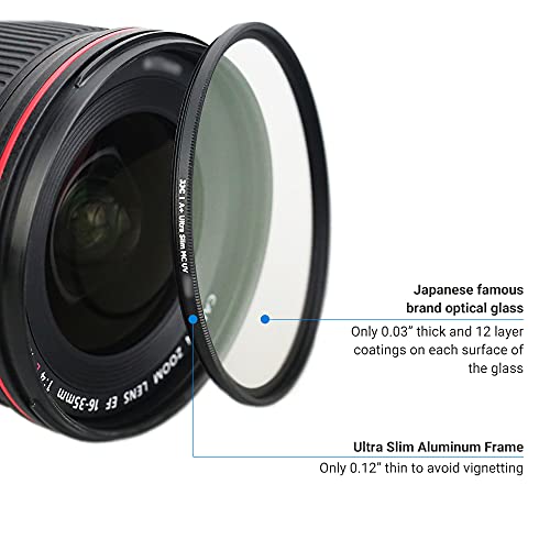JJC Multi-Coated 58mm UV Filter for Canon EOS Rebel T7 T6 T8i T7i SL3 4000D 2000D with EF-S 18-55mm Kit Lens for Fujifilm X-T4 X-T3 X-T2 with XF 18-55mm Kit Lens & Other Lenses with 58mm Filter Thread