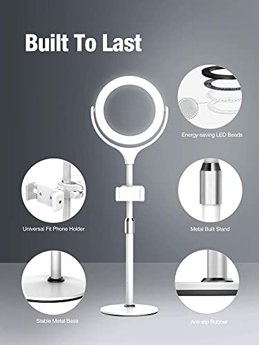 elitehood 8’’ Ring Light for Computer & Video Conference Lighting Kit, Desk LED Circle Light with Stand & Phone Holder for Zoom Call Lighting, Webcam Camera Meeting, Office Laptop Video Conferencing