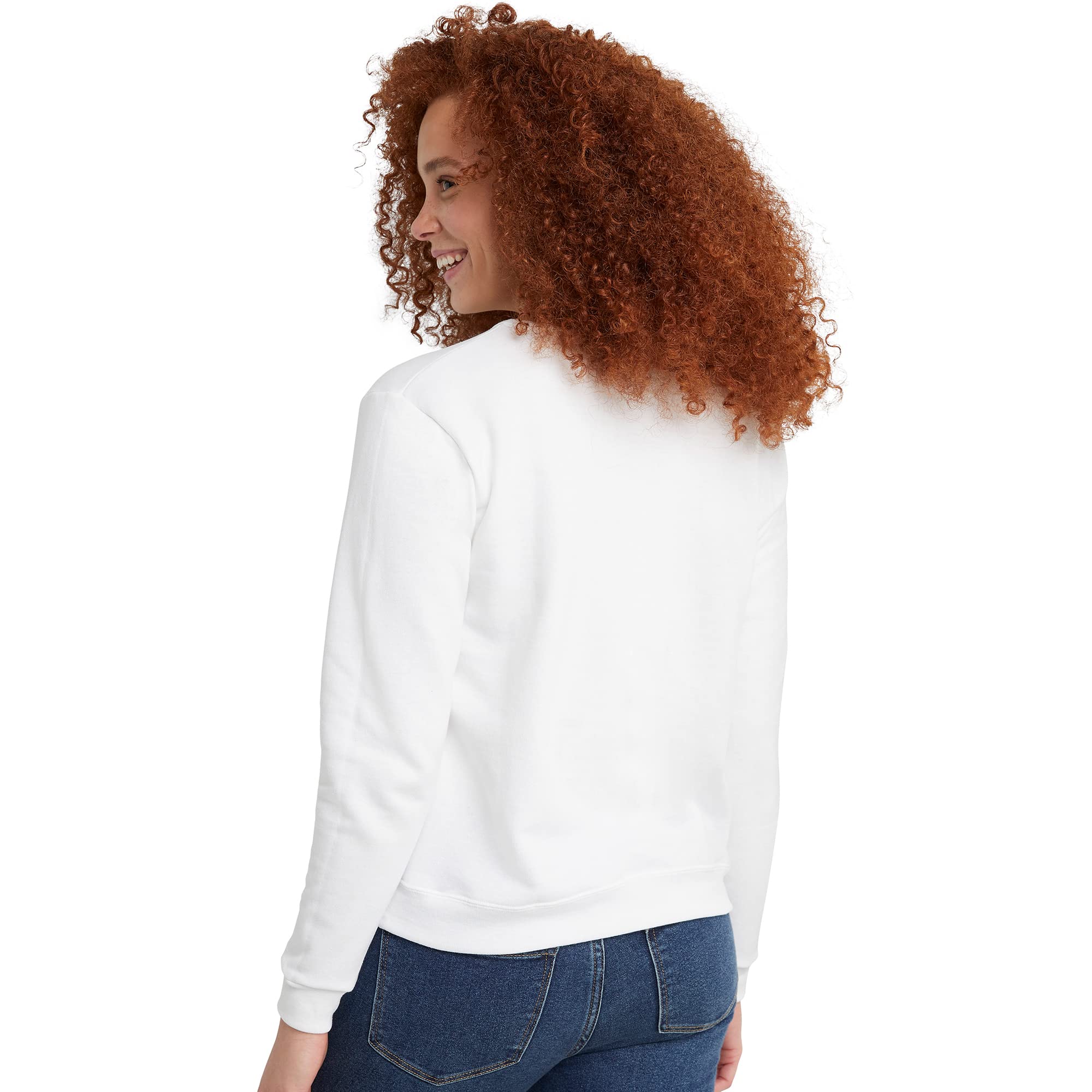 Hanes Women's EcoSmart Crewneck Sweatshirt, White, X Large