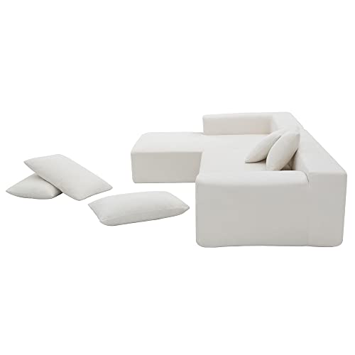 Oversized Modular Sectional Sofa with Reversible Chaise & Thick Cushion, Modern Chenille Upholstered L Shaped Cloud Couch, Comfy Deep Seat Corner Sofa&Couch Sofabed for Living Room Furniture Set