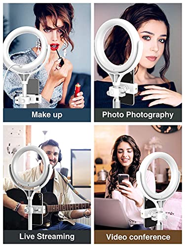 elitehood 8’’ Ring Light for Computer & Video Conference Lighting Kit, Desk LED Circle Light with Stand & Phone Holder for Zoom Call Lighting, Webcam Camera Meeting, Office Laptop Video Conferencing