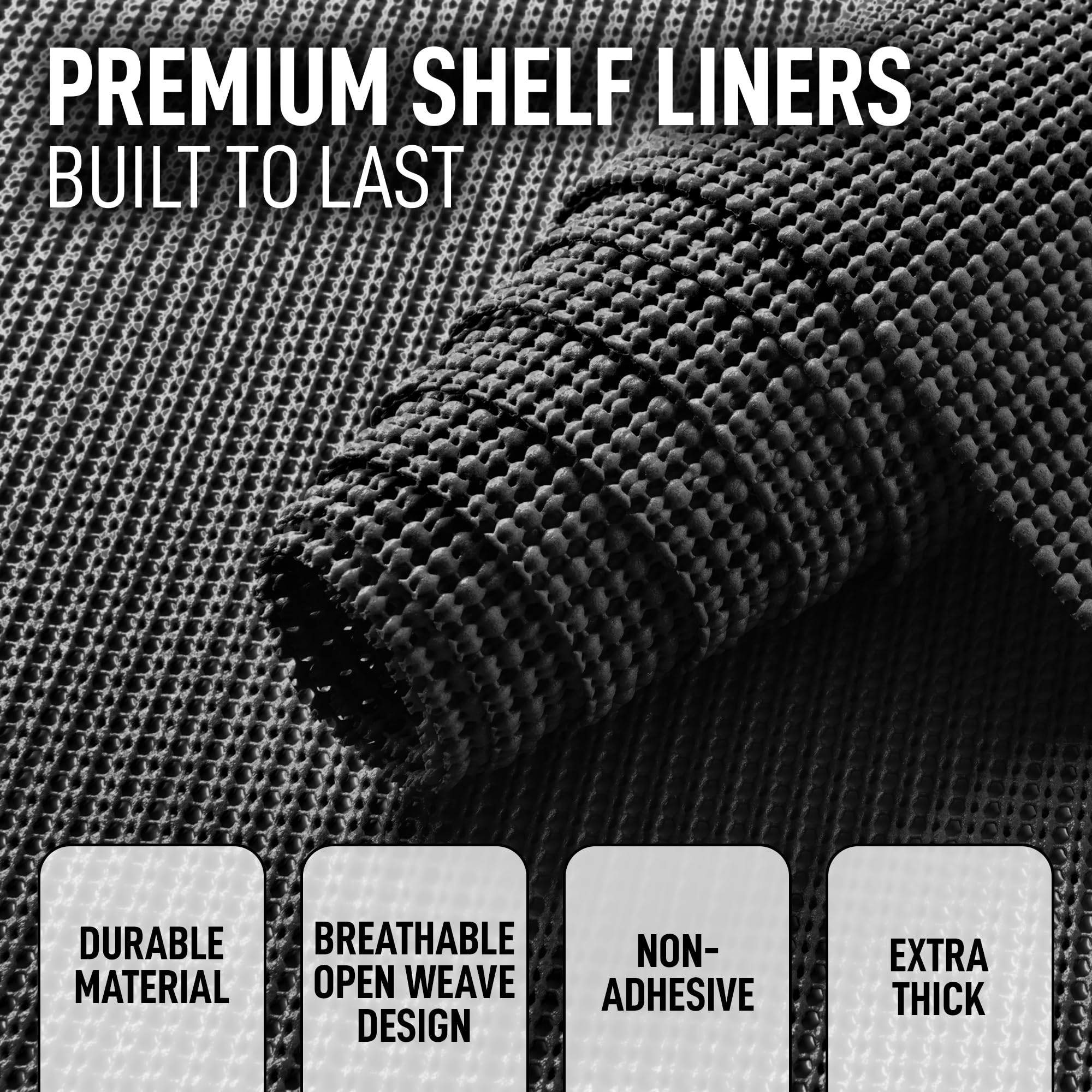 Zulay (12 Inch x 20 FT) Drawer & Shelf Liner - Non Adhesive Drawer Liner - Protective Shelf Liner Non Slip for Cabinets, Storage, Kitchen, and Tables (Black)
