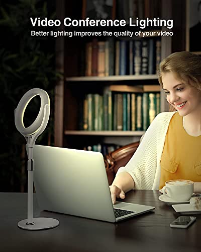 elitehood 8’’ Ring Light for Computer & Video Conference Lighting Kit, Desk LED Circle Light with Stand & Phone Holder for Zoom Call Lighting, Webcam Camera Meeting, Office Laptop Video Conferencing