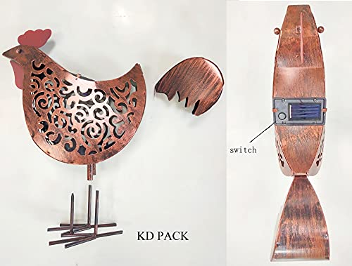 JFRISING Solar Metal Scroll Rooster Garden Sculpture, 3 D Rooster Statue Lantern Lights Table Outdoor Solar Light Art Decor & Ornament for Patio Courtyard for Harvest Thanksgiving Halloween Christmas