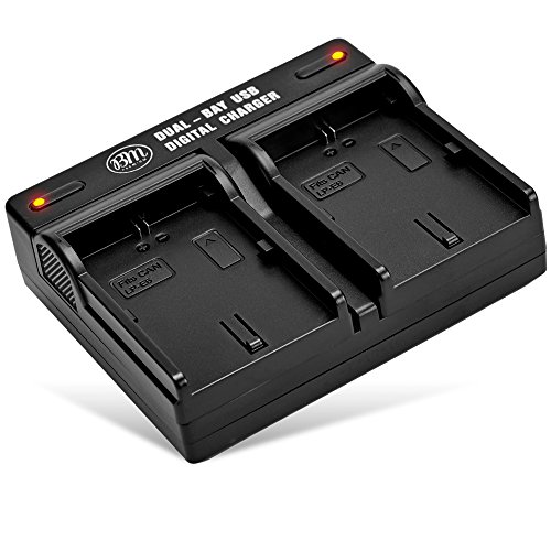 BM LP-E6N Dual Bay Battery Charger for Canon EOS R, EOS R5, EOS R6, EOS R6 II, EOS R7, EOS 90D, EOS 60D, EOS 70D, EOS 80D, EOS 5D IV, EOS 6D, EOS 6D II, EOS 7D, EOS 7D II, C700, XC10, XC15 Cameras