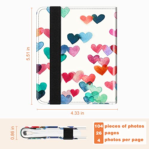 Fintie Mini Photo Album for 3-Inch Film - 104 Pockets Album for Fujifilm Instax Mini 11/12/40/EVO Instant Camera & Mini Link 2 Printer, Raining Hearts