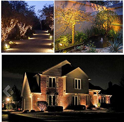 Lysed 10W Low Voltage LED Landscape Lights, Bowfishing Lights Warm White 12V Spotlights for Garden Pathway, Yard, Lawn, Wall, Trees Lighting, Outdoor Spotlight with Spike Stand(10 Pack)