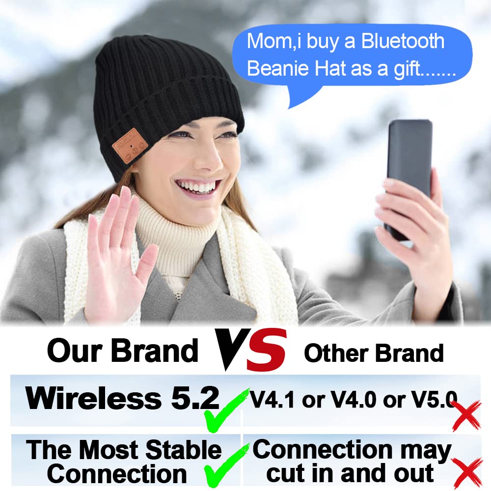 Bluetooth Hat Beanie,Women Mens Novelty Hats Christmas Stocking Stuffers Gifts for Men Teenagers Girls Her Husband Boys Him