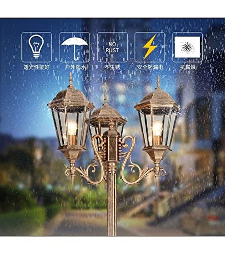 MODEBHD 3 Heads Courtyard Street Light Outdoor Waterproof European Post Lamp Retro Road Light Outdoor Led Landscape High Pole Villa Garden Hanging Lantern (Size : 1.85m)