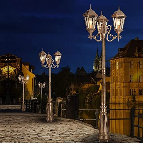 MODEBHD 3 Heads Courtyard Street Light Outdoor Waterproof European Post Lamp Retro Road Light Outdoor Led Landscape High Pole Villa Garden Hanging Lantern (Size : 1.85m)