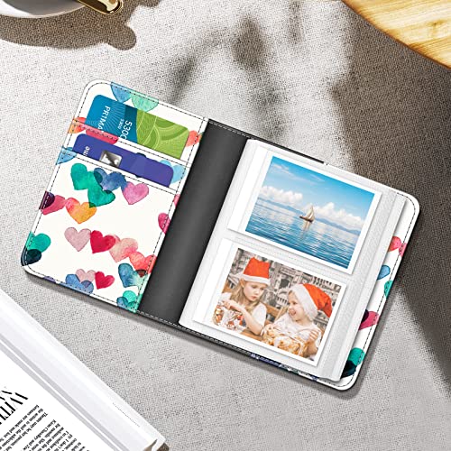 Fintie Mini Photo Album for 3-Inch Film - 104 Pockets Album for Fujifilm Instax Mini 11/12/40/EVO Instant Camera & Mini Link 2 Printer, Raining Hearts