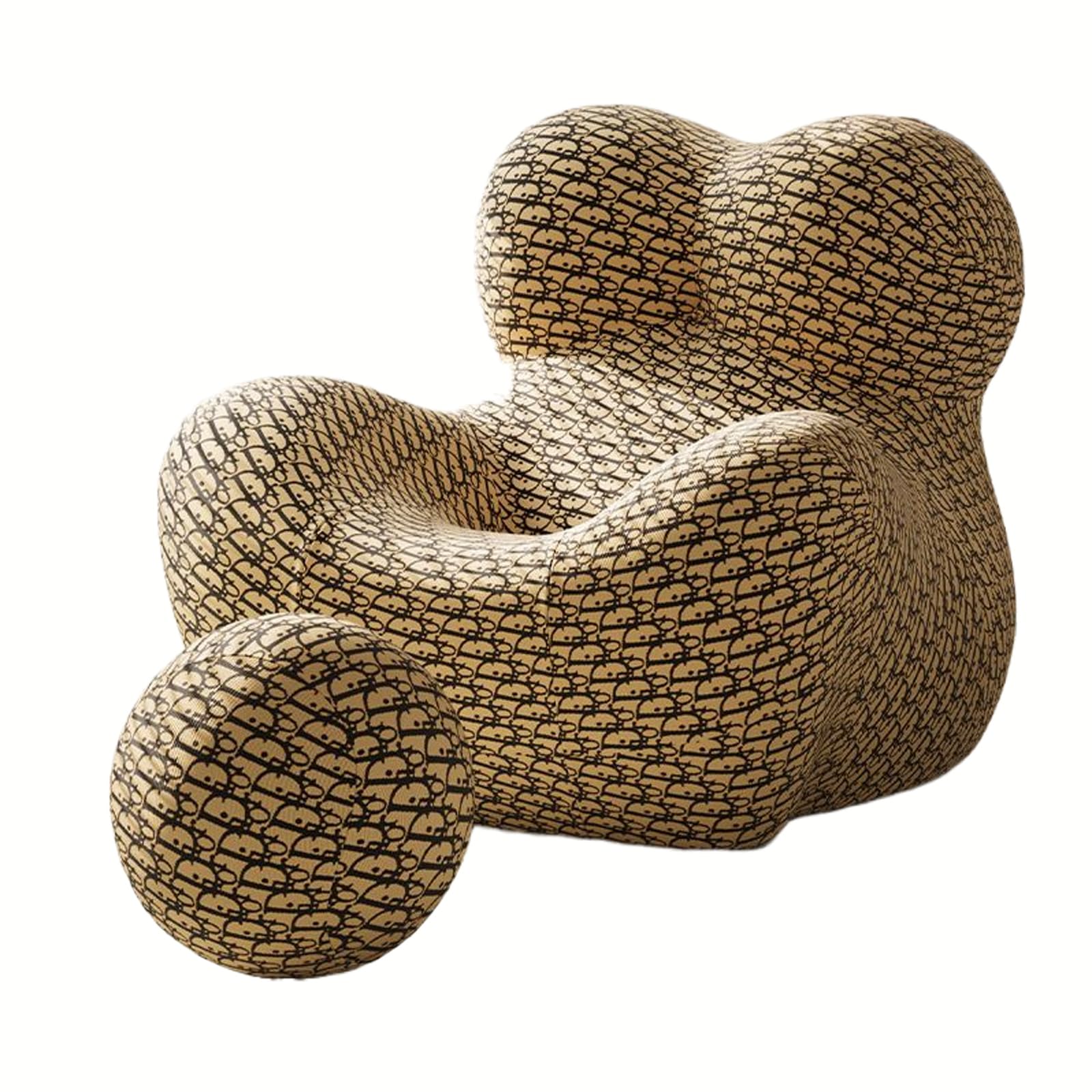 ESRADA Lazy Chair with Ottoman, Modern Soft Reading Chair Accent Contemporary Lounge Leisure Sofa Chair,Large Wrap-Around Armrests Lazy Sofa Chair