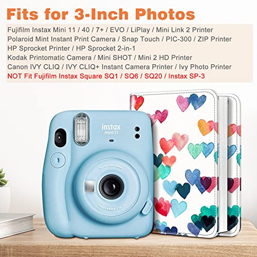 Fintie Mini Photo Album for 3-Inch Film - 104 Pockets Album for Fujifilm Instax Mini 11/12/40/EVO Instant Camera & Mini Link 2 Printer, Raining Hearts