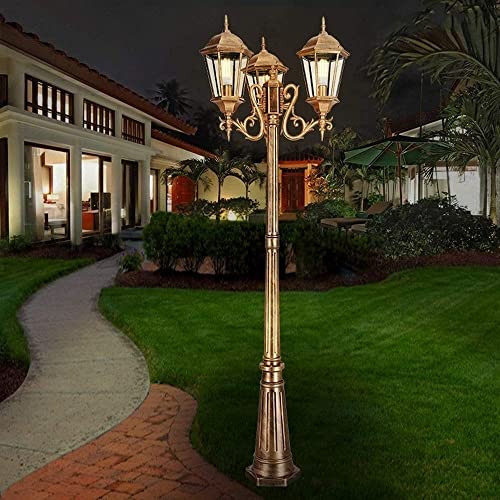 MODEBHD 3 Heads Courtyard Street Light Outdoor Waterproof European Post Lamp Retro Road Light Outdoor Led Landscape High Pole Villa Garden Hanging Lantern (Size : 1.85m)
