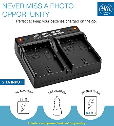 BM LP-E6N Dual Bay Battery Charger for Canon EOS R, EOS R5, EOS R6, EOS R6 II, EOS R7, EOS 90D, EOS 60D, EOS 70D, EOS 80D, EOS 5D IV, EOS 6D, EOS 6D II, EOS 7D, EOS 7D II, C700, XC10, XC15 Cameras