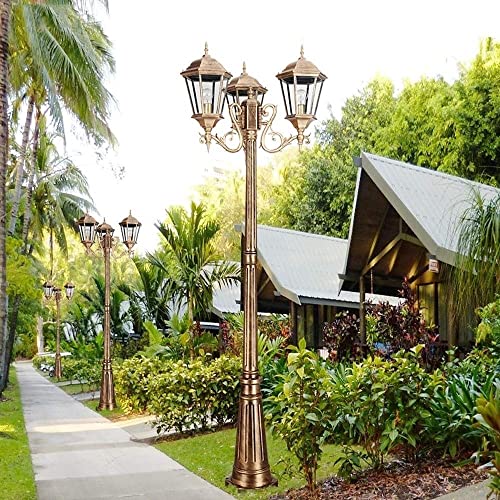 MODEBHD 3 Heads Courtyard Street Light Outdoor Waterproof European Post Lamp Retro Road Light Outdoor Led Landscape High Pole Villa Garden Hanging Lantern (Size : 1.85m)