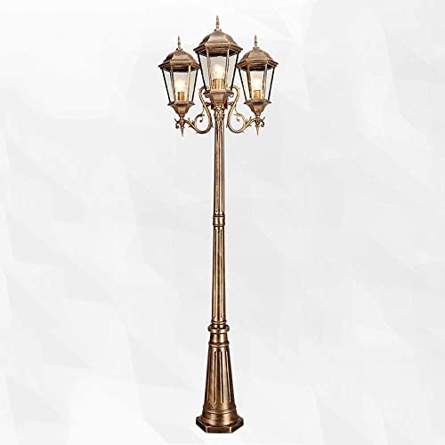 MODEBHD 3 Heads Courtyard Street Light Outdoor Waterproof European Post Lamp Retro Road Light Outdoor Led Landscape High Pole Villa Garden Hanging Lantern (Size : 1.85m)