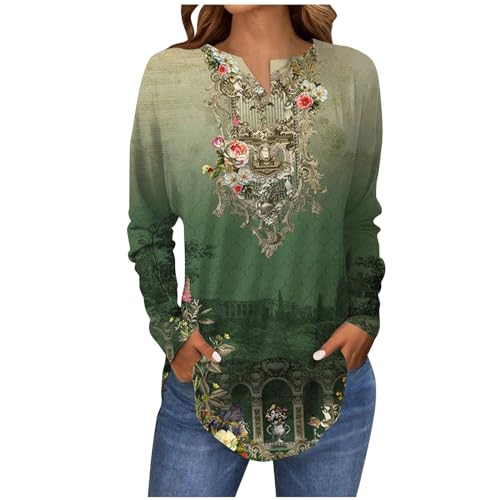 JJHAEVDY Christmas Fall Fashion Sweatshirts for Women Classic Shirts Fall Color Blocking Outfit Long Sleeve Tshirts Hot Pink Sweatshirt Sweatshirt(3-Army Green,Small)