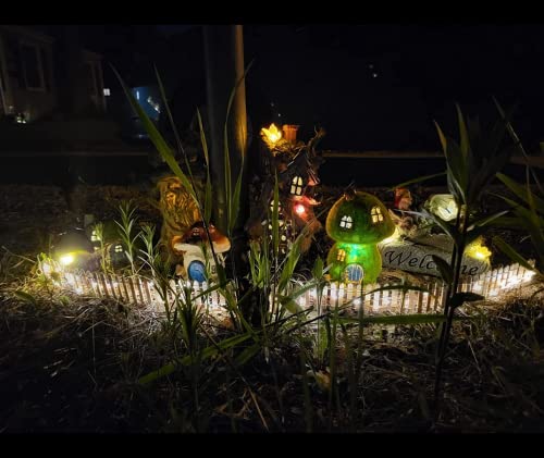 Robkea, 36 Inch Mini Fence Fairy Garden Fence & Waterproof LED 40FT 100 LED Solar String Lights with 8 Lighting Modes | Fairy Garden Accessories Outdoor(Brown)