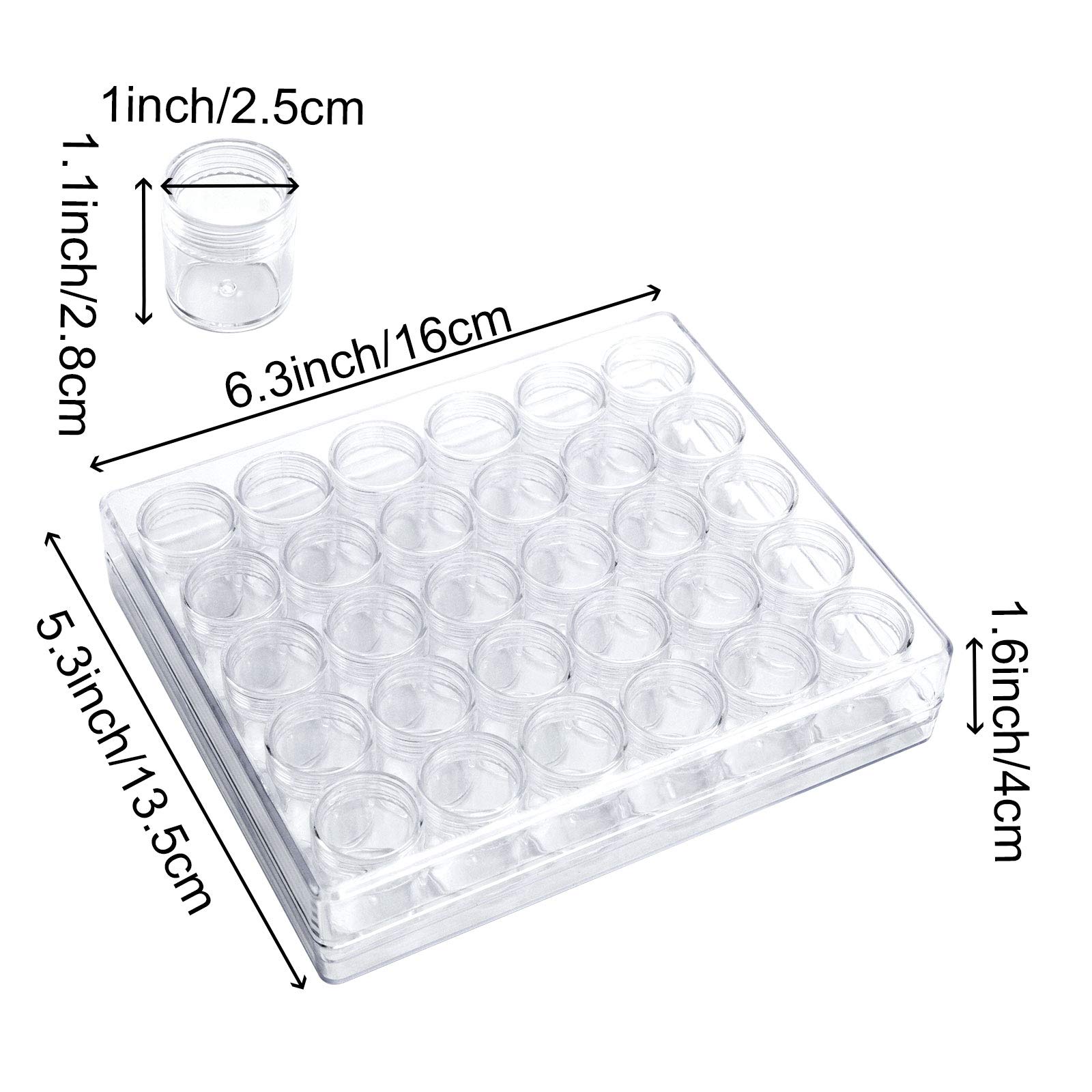 ZOENHOU 3 Pack 30 Grids Diamond Painting Storage Containers, Embroidery Diamond Storage Box Beads Organizer Case with Lid Clear Nail Art Accessories with 2 PCS Label Stickers for Jewelry DIY