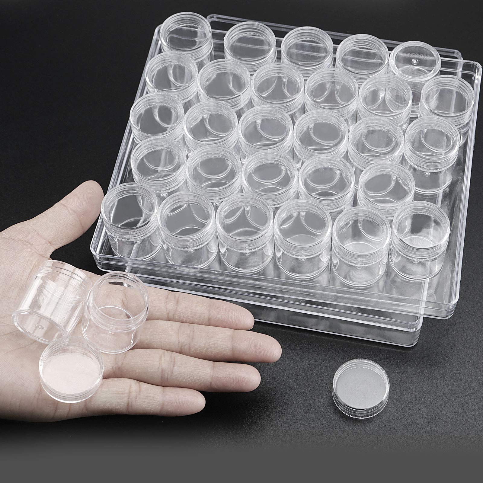 ZOENHOU 3 Pack 30 Grids Diamond Painting Storage Containers, Embroidery Diamond Storage Box Beads Organizer Case with Lid Clear Nail Art Accessories with 2 PCS Label Stickers for Jewelry DIY