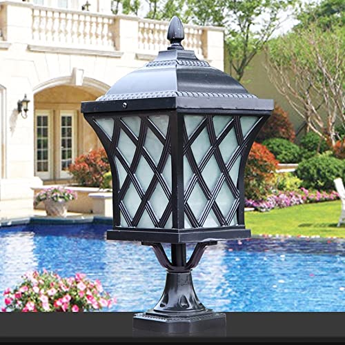 MODEBHD European Antique Retro Glass Column Lamp Victoria Lantern Aluminum Outdoor Waterproof Table Lamp Lawn Lamp Street Post Light E27 Decoration Illumination Landscape Villa Garden Bollard Lamps