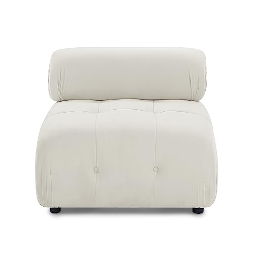 ERYE Cute Sectional DIY Combination Modern Convertible Modular Sofa & Couch Cloud Deep Seater Sofá, 93", Beige Velvet Button Tufted