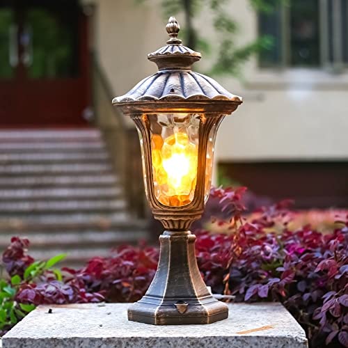 MODEBHD Modern Outdoor Column Lamp Tradition Classic Victoria Glass Lantern Aluminum Waterproof Antirust Table Lamp Street Post Lights Villa Garden Patio Lawn Lights E27 Lampholder Decoration