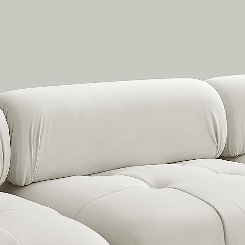 ERYE Cute Sectional DIY Combination Modern Convertible Modular Sofa & Couch Cloud Deep Seater Sofá, 93", Beige Velvet Button Tufted