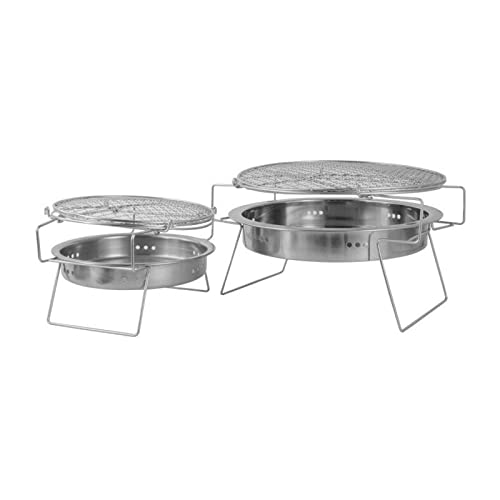 TAMYID Charcoal Grills, Outdoor BBQ Grill Charcoal Rack Grate Mini Round Grill Portable Camping Pot Baking Cooking Grill Barbecue Mesh Wood Coal Stove